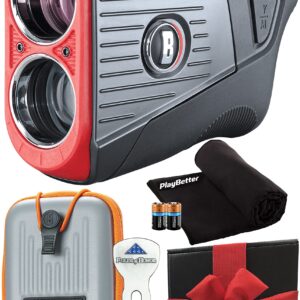 Bushnell Tour V5 (Standard) Golf Laser Rangefinder Patriot Pack PlayBetter Bundle | with Carrying Case, Divot Tool, PlayBetter Microfiber Towel and Two Batteries | Pinseeker Jolt, 6X Mag | 201901P