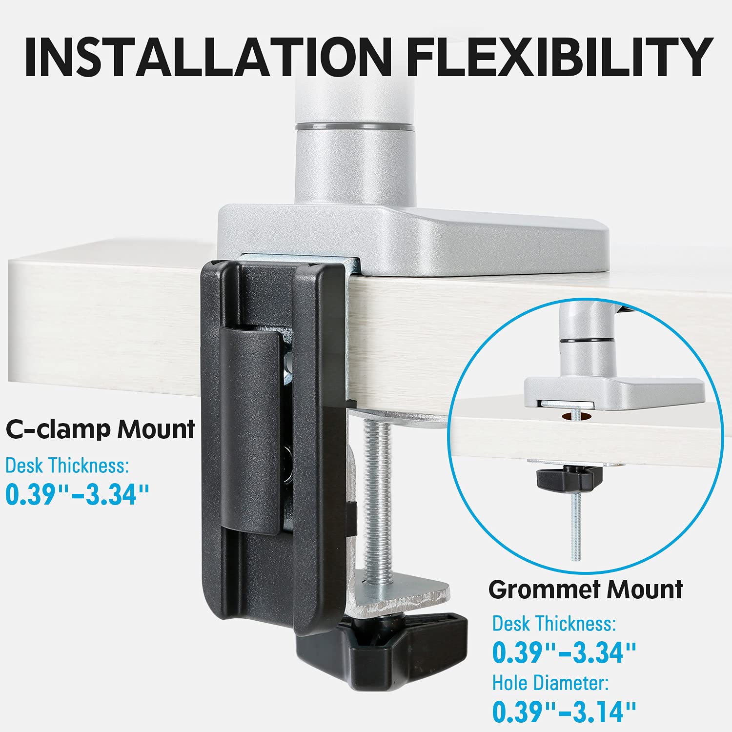 MOUNTUP Single Monitor Desk Mount - Adjustable Die-Cast Aluminum Gas Spring Monitor Arm Desk Stand for 17 to 32 inch LED LCD Screens with C Clamp, Grommet Mounting Base, Holds up to 17.6LBS MU0022