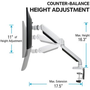 MOUNTUP Single Monitor Desk Mount - Adjustable Die-Cast Aluminum Gas Spring Monitor Arm Desk Stand for 17 to 32 inch LED LCD Screens with C Clamp, Grommet Mounting Base, Holds up to 17.6LBS MU0022