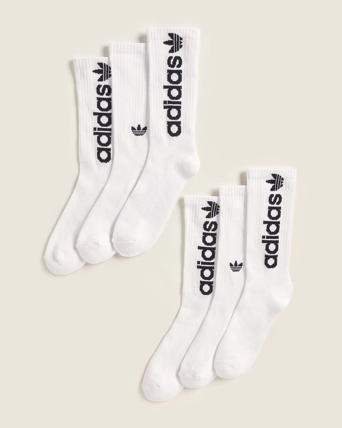 Adidas Men's Athletic Sport Moisture Wicking Cushioned Crew Socks 6-Pack/ 6-Pair (Shoe Size 6-12) (White/Black)