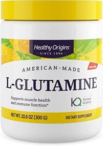 healthy origins l-glutamine powder, 300 g - amino acid & muscle strength support - american-made l-glutamine powder - immune support supplement - vegan, non-gmo & gluten-free supplement - 10.6 oz