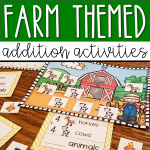 farm animal themed addition to 10 activity & worksheet