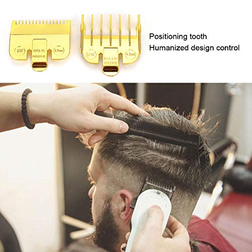 Universal Clipper Comb Attachment for, Professional Cutting Guide 1.5MM+4.5MM(electroplated plastics gold)