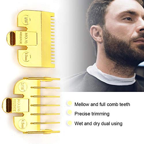 Universal Clipper Comb Attachment for, Professional Cutting Guide 1.5MM+4.5MM(electroplated plastics gold)