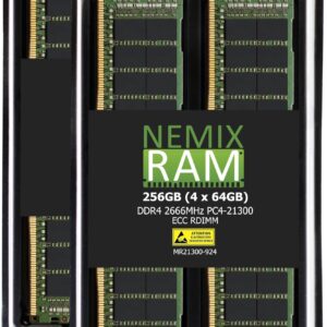 256GB 4x64GB DDR4-2666 PC4-21300 2Rx4 RDIMM ECC Registered Memory by NEMIX RAM