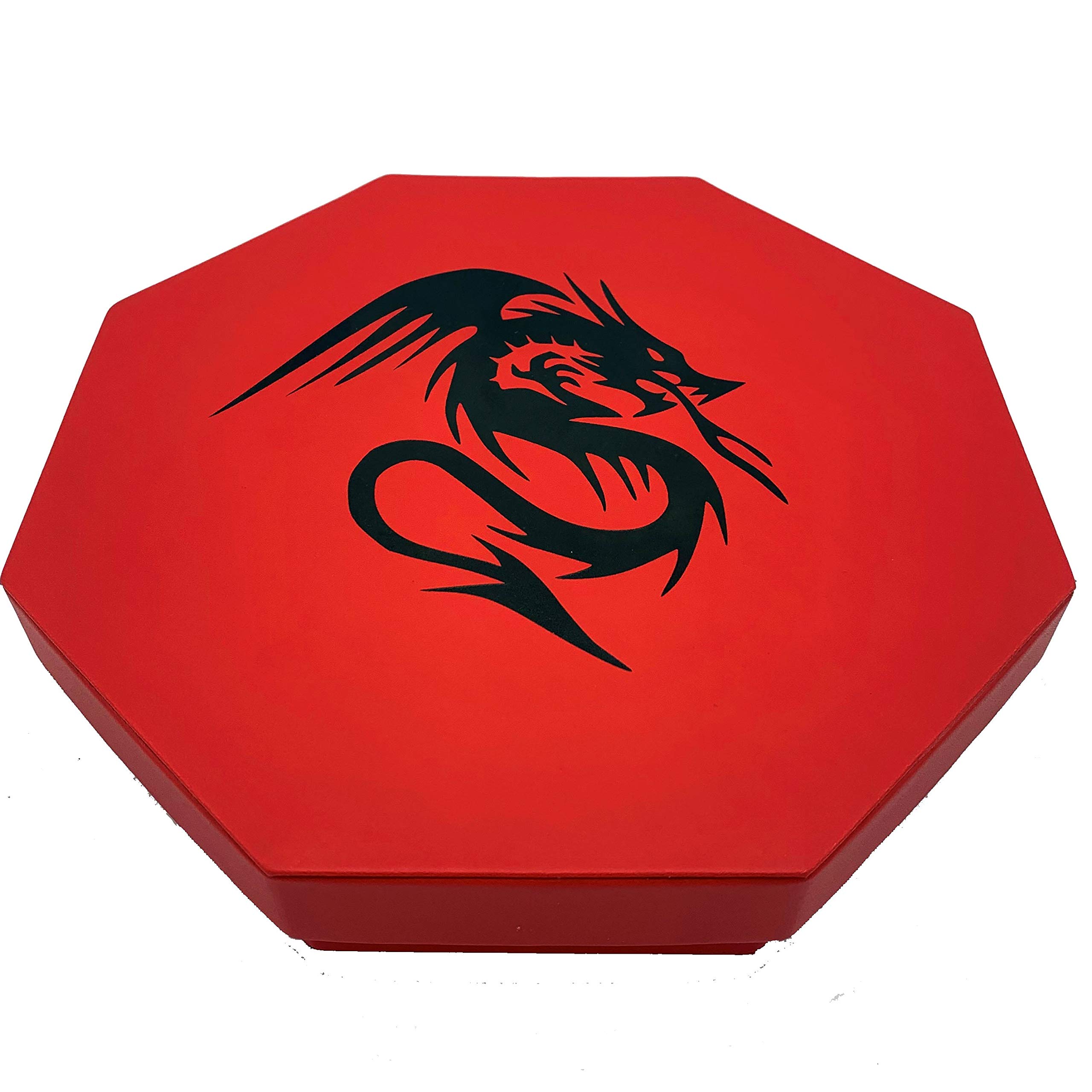 Luck Lab 8 Inch Dice Tray – Red - with Lid and Dice Staging Area for RPG Table Top Gaming- Dragon Design