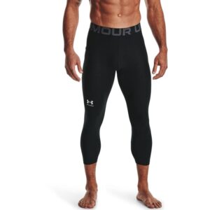 under armour men's armour heatgear 3/4 leggings , black (001)/pitch gray, large