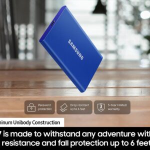 SAMSUNG T7 Portable SSD, 2TB External Solid State Drive, Speeds Up to 1,050MB/s, USB 3.2 Gen 2, Reliable Storage for Gaming, Students, Professionals, MU-PC2T0T/AM, Gray