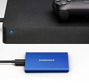 SAMSUNG T7 Portable SSD, 500GB External Solid State Drive, Speeds Up to 1,050MB/s, USB 3.2 Gen 2, Reliable Storage for Gaming, Students, Professionals, MU-PC500H/AM, Blue