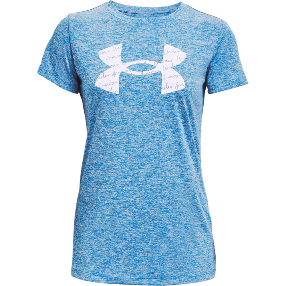 Under Armour Tech Twist Big Logo Short Sleeve Crew Neck T-shirt, Brilliant Blue/White, Large