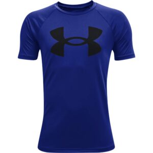 under armour boys tech big logo short sleeve t-shirt , royal blue (400)/black , x-large