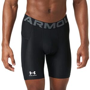 under armour men's armour heatgear compression shorts , black (001)/pitch gray, large