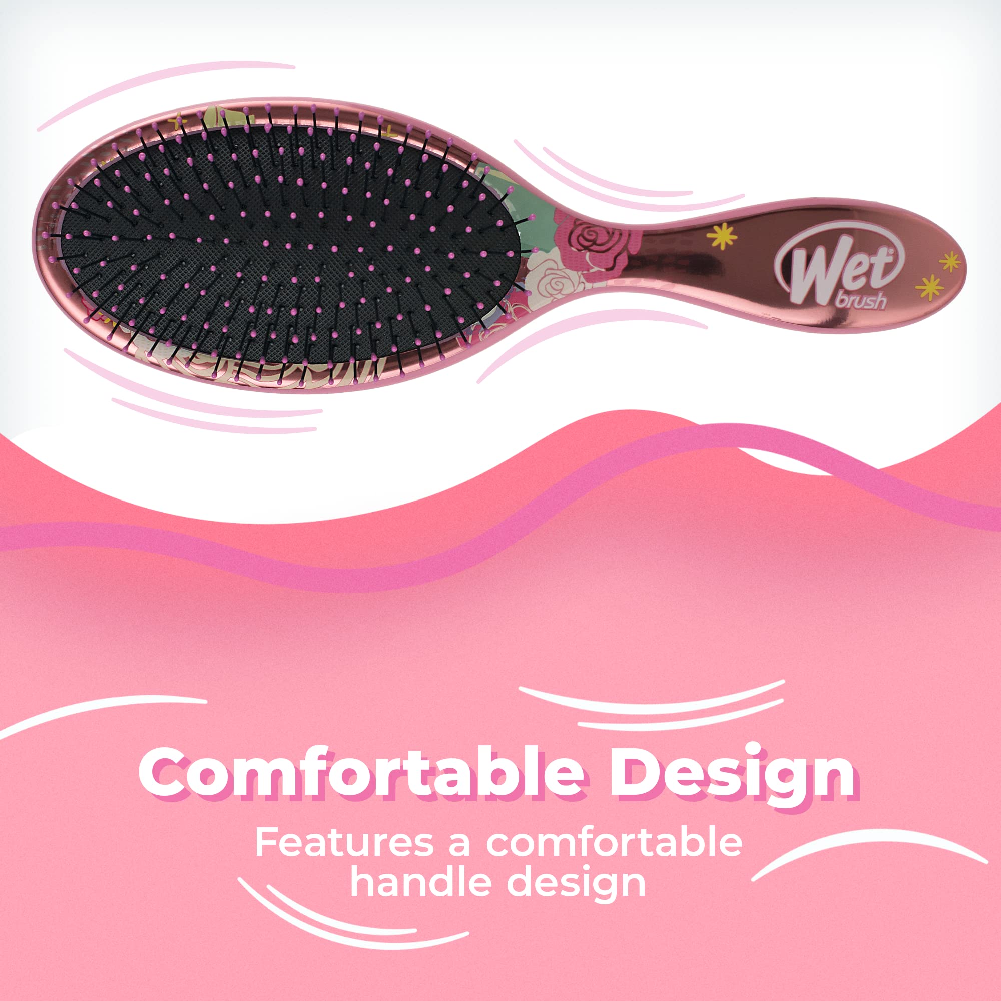 Wet Brush Disney Original Detangler Brush Princess Wholehearted - Rapunzel, Silver - All Hair Types - Ultra-Soft IntelliFlex Bristles Glide Through Tangles with Ease