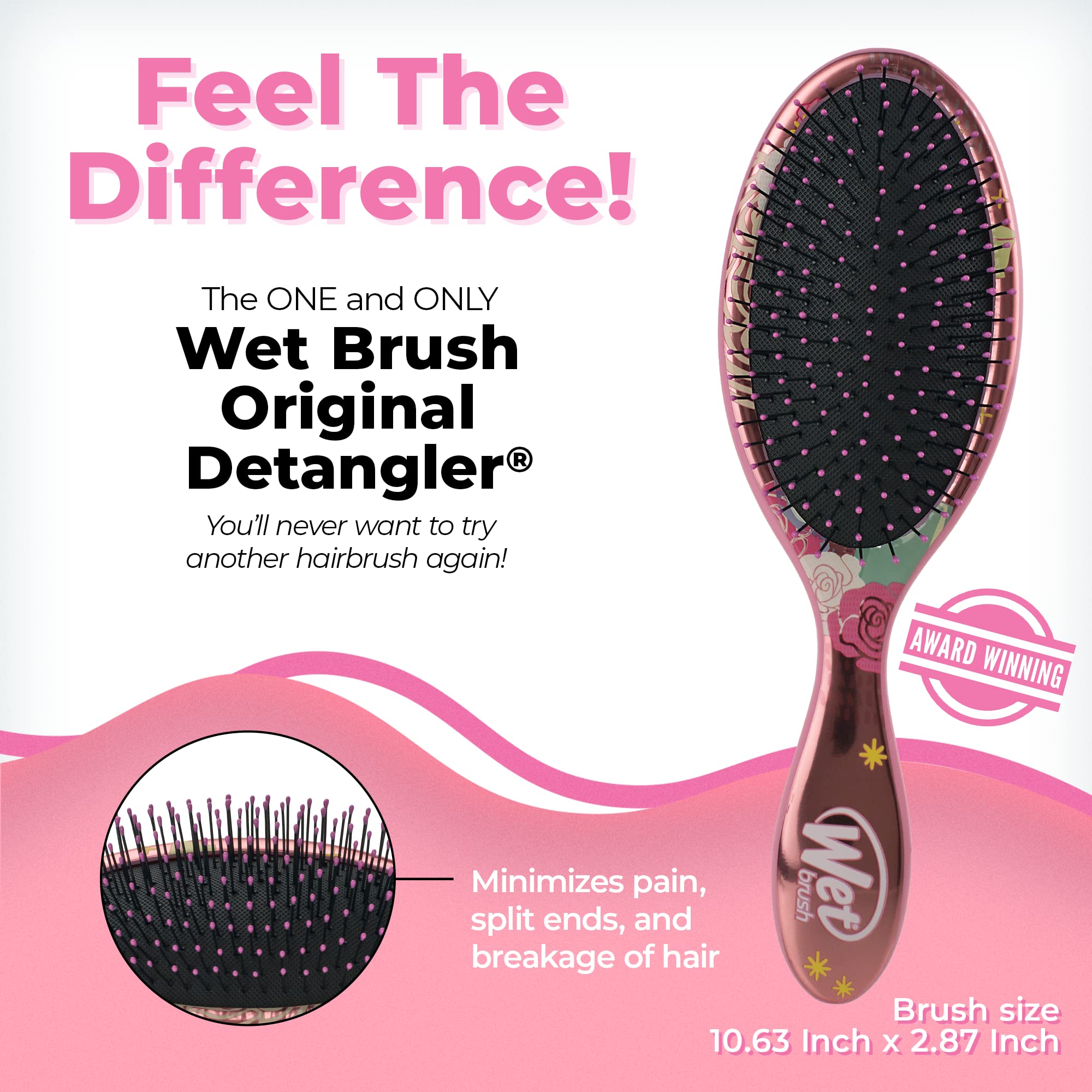 Wet Brush Disney Original Detangler Brush Princess Wholehearted - Rapunzel, Silver - All Hair Types - Ultra-Soft IntelliFlex Bristles Glide Through Tangles with Ease