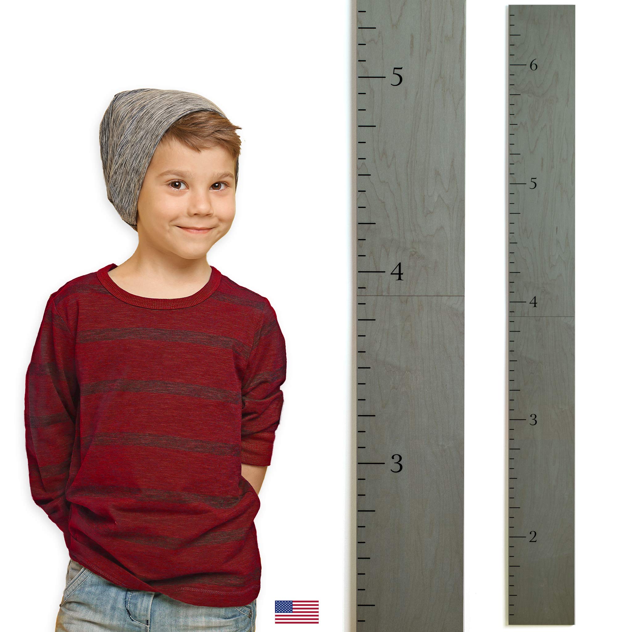 Headwaters Studio Wood Growth Chart for Wall - Growth Chart Wood Growth Chart for Kids Wooden Ruler Growth Chart Child Height Wall Chart Grow Chart for Wall Kids Wall Ruler Height Chart-Modern Gray