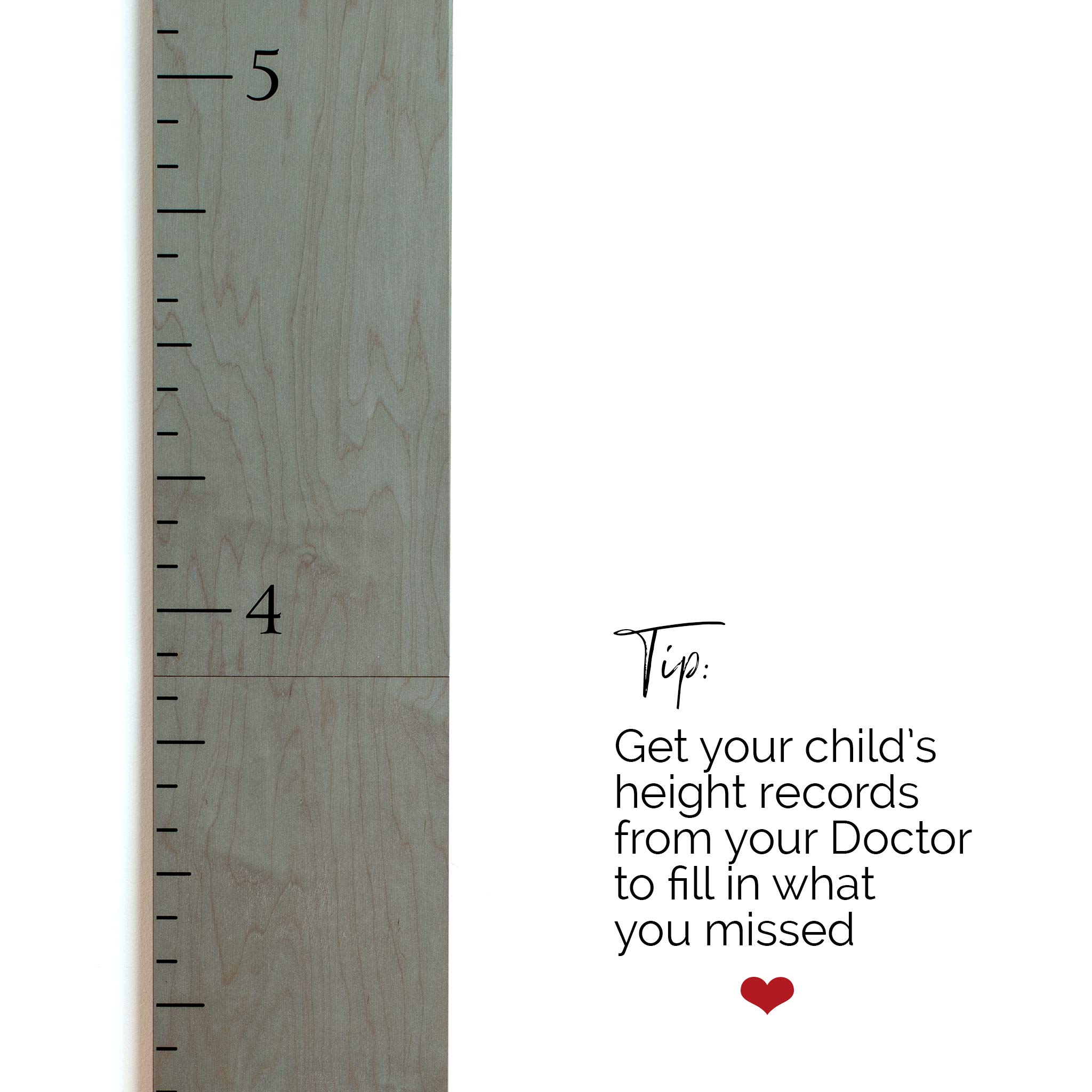 Headwaters Studio Wood Growth Chart for Wall - Growth Chart Wood Growth Chart for Kids Wooden Ruler Growth Chart Child Height Wall Chart Grow Chart for Wall Kids Wall Ruler Height Chart-Modern Gray