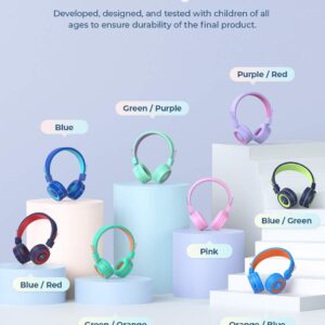 iClever Kids Bluetooth Headphones, BTH02 Kids Headphones with MIC, 22H Playtime, Bluetooth 5.0 & Stereo Sound, Foldable, Adjustable Headband, Childrens Headphones for iPad Tablet School (Blue)