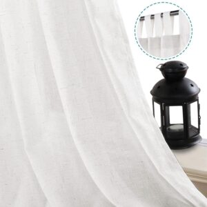 H.VERSAILTEX White Linen Curtains 108 inches Long Linen Curtains, Natural Linen Blended Curtains Tab Top Window Treatments Panels Drapes for Living Room/Bedroom Light Filtering Curtains 2 Panels