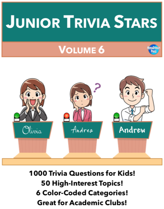 Junior Quiz Stars - Volume VI - 1000 Quiz Trivia Game Questions 50 Categories