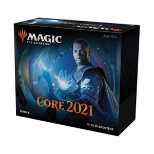 magic: the gathering core set 2021 (m21) bundle | 10 booster packs + 40 lands (190 cards) | accessories