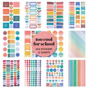 Erin Condren Designer Sticker Book - Too Cool for School, Edition 4 (694 Stickers) Decorative and Cute Stickers for Customizing Planners, Notebooks, and More