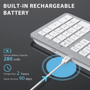 iClever GK08 Wireless Keyboard and Mouse - Ultra Slim Keyboard and Mouse Combo, Full Size Design with Number Pad, 2.4G Stable Connection Slim Keyboard and Mouse for Windows, Mac OS Computer (Silver)