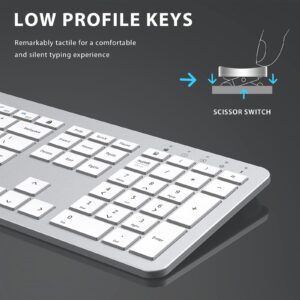 iClever GK08 Wireless Keyboard and Mouse - Ultra Slim Keyboard and Mouse Combo, Full Size Design with Number Pad, 2.4G Stable Connection Slim Keyboard and Mouse for Windows, Mac OS Computer (Silver)