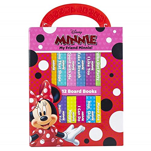 Disney Minnie Mouse Board Books Set Toddlers Babies Bundle ~ Pack of 12 Chunky My First Library Board Book Block with Stickers (Minnie Mouse Books for Infants)