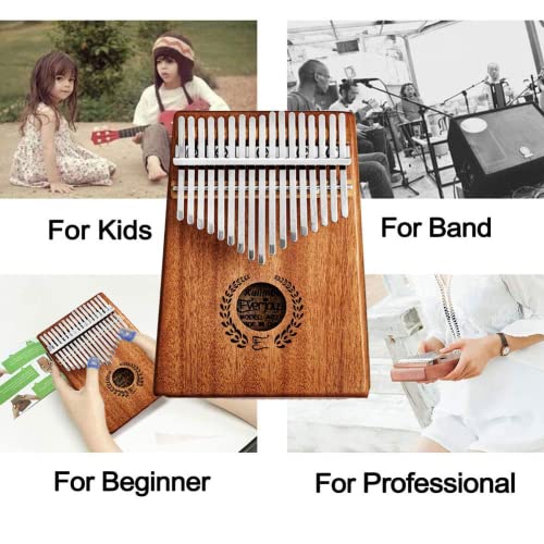 Everjoys Kalimba Thumb Piano 17 Keys, Professional Musical Instrument Finger Piano Marimbas with Portable Soft Cloth Bag, Fast to Learn Songbook, Tuning Hammer, All in One Kit