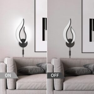 Pasoar Plug in Wall Sconces Set of 2 Modern Bedroom Bedside Lamps Industrial Sconces with Switch On Off Cord 5500k 10 Watt LED Wall Lights for Living Room Indoor Hallway Lighting Fixtures