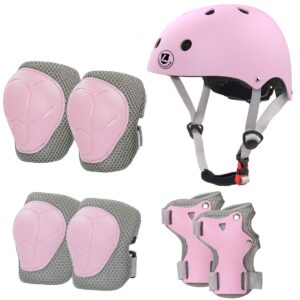 kids bike helmet, with sports protective gear set knee elbow pads wrist pads for toddler age 3-14 boys girls, bike skateboard skating scooter rollerblading helmet set