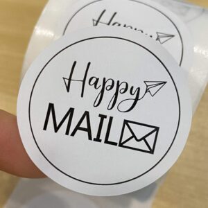 1.5 Inch Happy Mail Stickers,Packing Stickers,Envelope Sealing Stickers for Small Business,500 Pcs/Roll