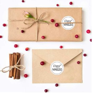 1.5 Inch Happy Mail Stickers,Packing Stickers,Envelope Sealing Stickers for Small Business,500 Pcs/Roll