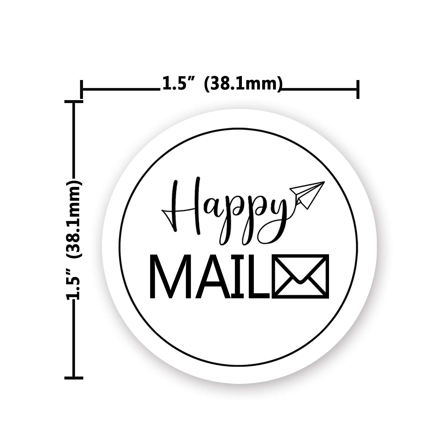 1.5 Inch Happy Mail Stickers,Packing Stickers,Envelope Sealing Stickers for Small Business,500 Pcs/Roll