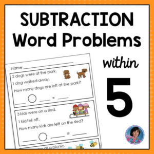 kindergarten subtraction word problems within five