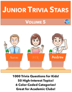 junior quiz stars - volume v - 1000 quiz trivia game questions 50 categories