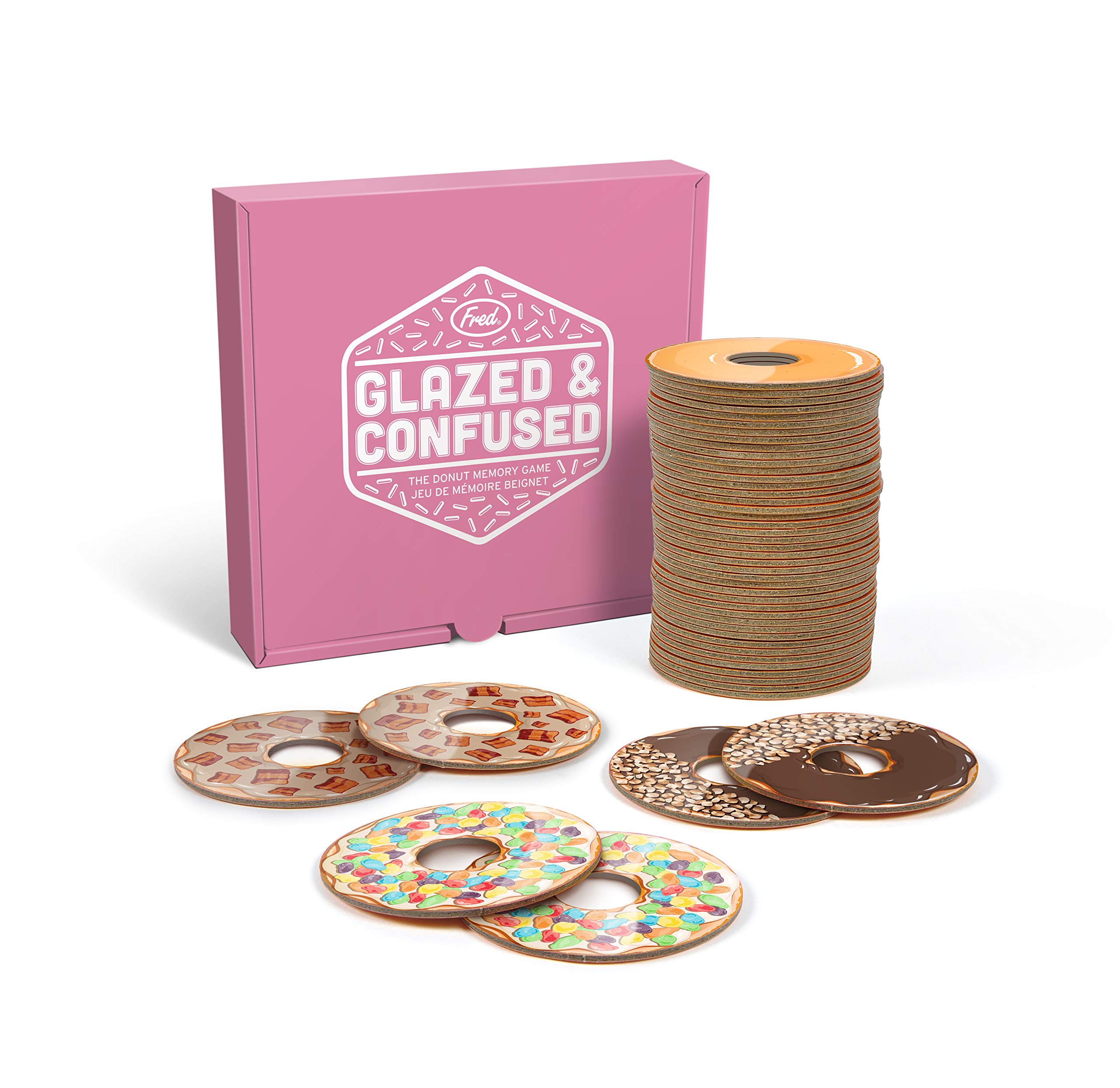 Genuine Fred Glazed and Confused, Donut Memory Game, Include 48 Donuts with 24 toppings to Pair. Great Family Game for Kids & Adults. Fun Gift for Kids. Memory and Matching Game for Kids 5+