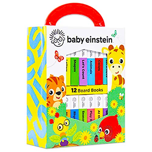 PIP Baby Einstein Board Books Set Toddlers Babies Bundle ~ Baby Einstein My First Library 12 Book Set Baby Einstein Board Book Block with Stickers (Baby Einstein Books for Infants)