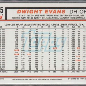 2001 Topps Archives Baseball #188 Dwight Evans 1992 Official Retro Themed Trading Card From The Topps Company