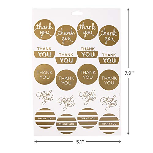 Hallmark Thank You Stickers (Pack of 10 Sheets, 200 Gold Foil Stickers)