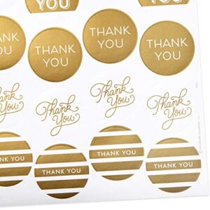 Hallmark Thank You Stickers (Pack of 10 Sheets, 200 Gold Foil Stickers)