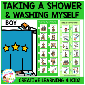 taking a shower (boy) & washing myself (boy) visual charts