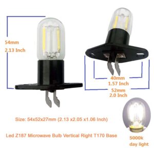 Led Z187 Microwave Bulb Vertical Right T170 Base 1.5w Equivalent 20w Refrigerator Filament Lamp Replacement for Galanz LG Samsung Sharp Siemens Whirlpool WB36X10303 WB36X10303