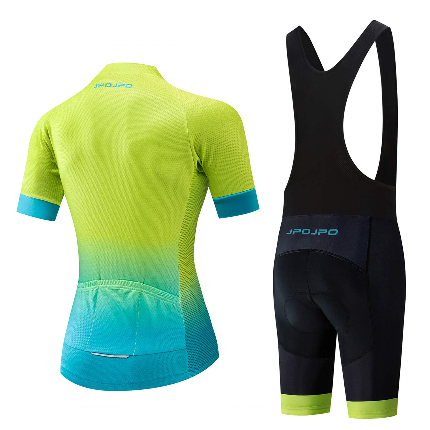 Cycling Jersey Set Women Bike Jersey bib Shorts Suit Padded Ladies MTB top Bottom Shirts Road Mountain Bicycle Clothes Clothing Uniform Summer Racing Riding Blouse Female Green Blue L