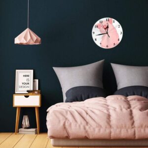 HGOD DESIGNS Pink Pig Round Wall Clock,Funny Cute Cartoon Pretty Smiling Pig Round Wall Clock Home Garden Wall Decorative for Bedroom Office School Art(10")