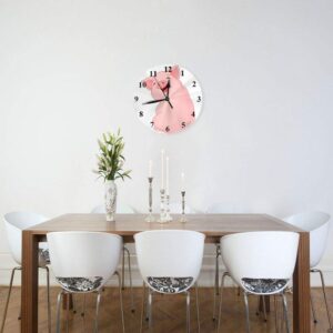 HGOD DESIGNS Pink Pig Round Wall Clock,Funny Cute Cartoon Pretty Smiling Pig Round Wall Clock Home Garden Wall Decorative for Bedroom Office School Art(10")