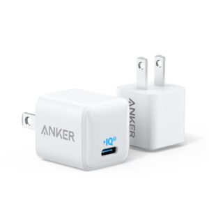 [2-Pack] USB C Charger, Anker Nano Charger 20W PIQ 3.0 Durable Compact Fast Charger, PowerPort III Charger for iPhone 12/12 Mini/12 Pro/12 Pro Max/11, Galaxy, Pixel 4/3, iPad Pro (Cable Not Included)