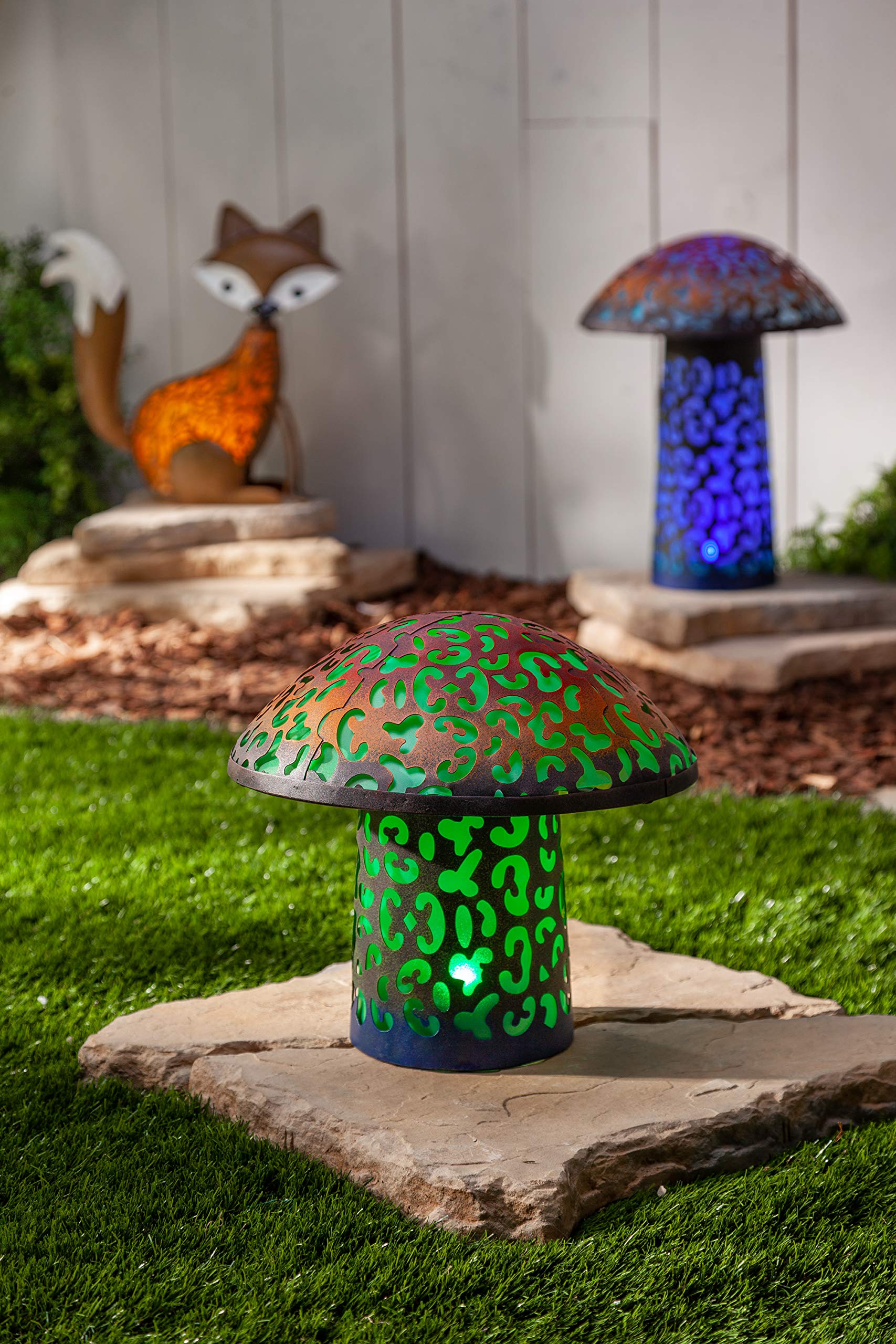 17.5" Solar Lighted Garden Meadow Mushroom