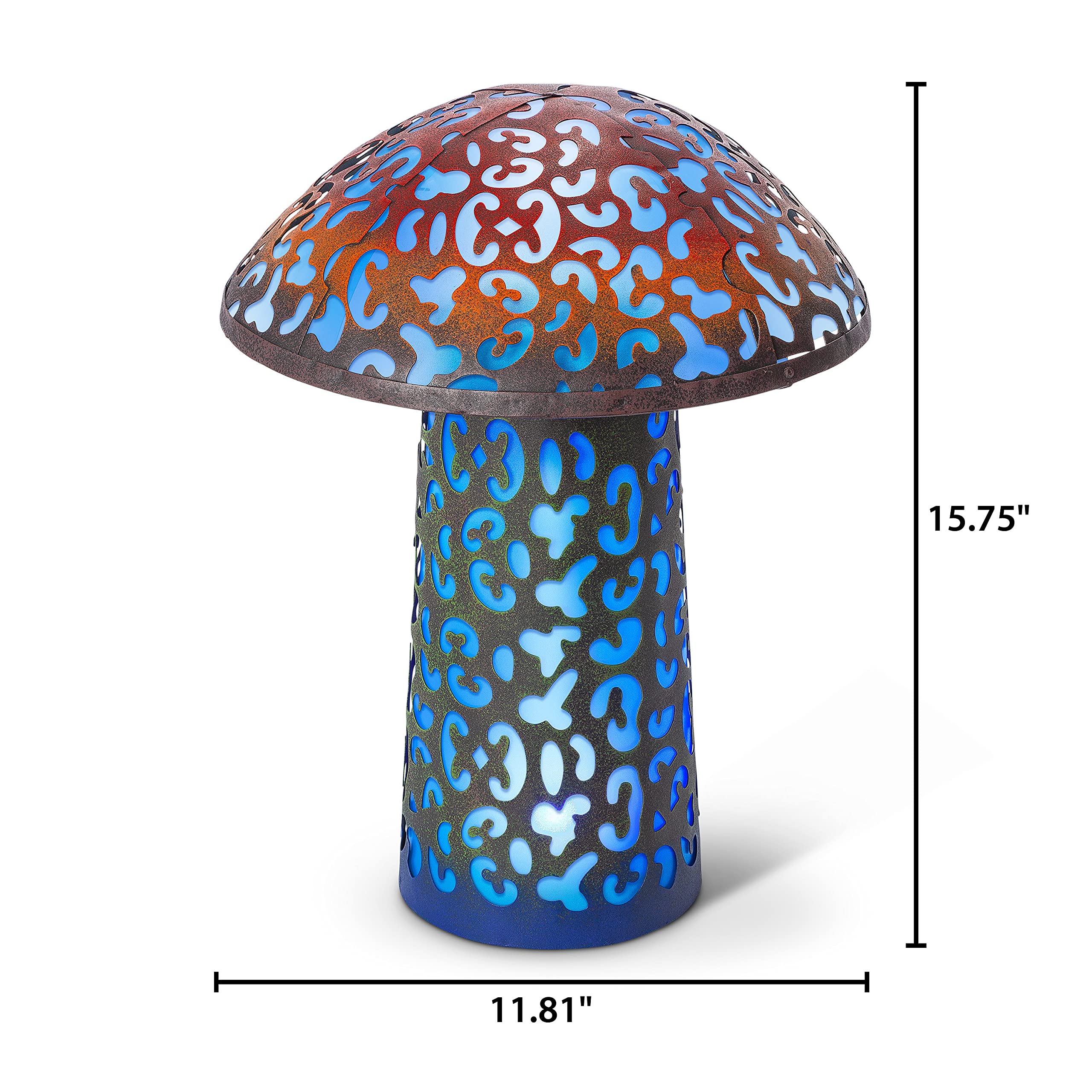 17.5" Solar Lighted Garden Meadow Mushroom