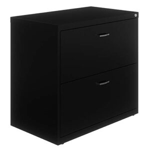 hirsh home office 30 in. wide 2 drawer lateral file cabinet in black, fully assembled